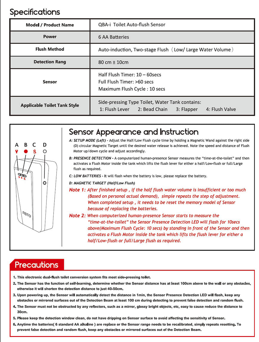 Toilet Flush Sensor for Standard Level Side Operated Toilet - Buy ...